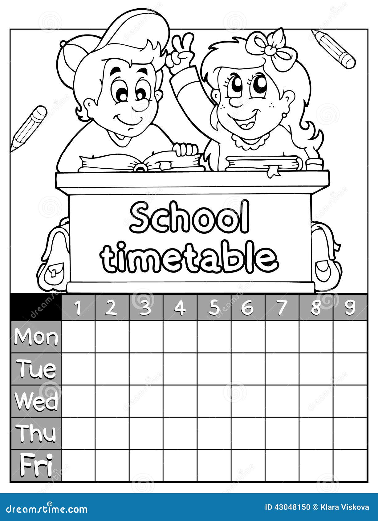 Coloring Book Timetable Topic 2 Stock Vector - Illustration of learning ...