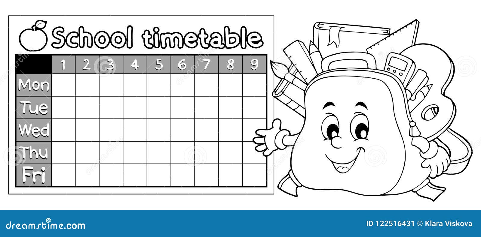 Coloring Book Timetable Topic 9 Stock Vector - Illustration of info ...