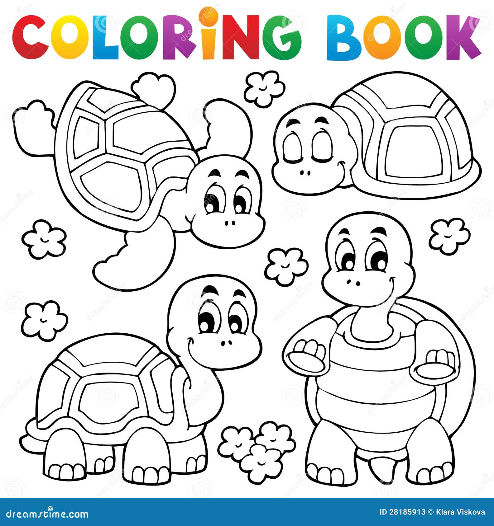 Coloring Book Turtle Theme 1 Stock Vector - Illustration of happiness ...