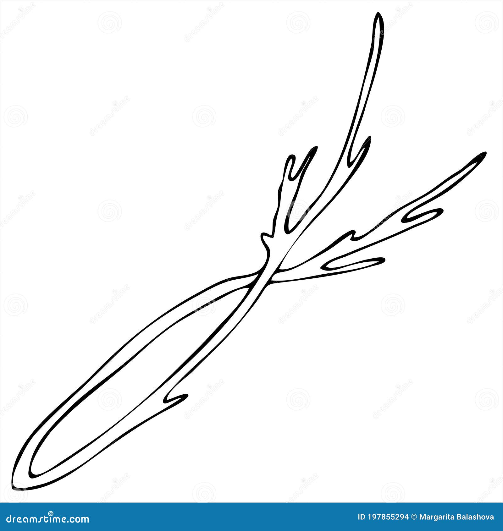 Coloring Book, Twig, Vector Element in Doodle Style Stock Vector ...