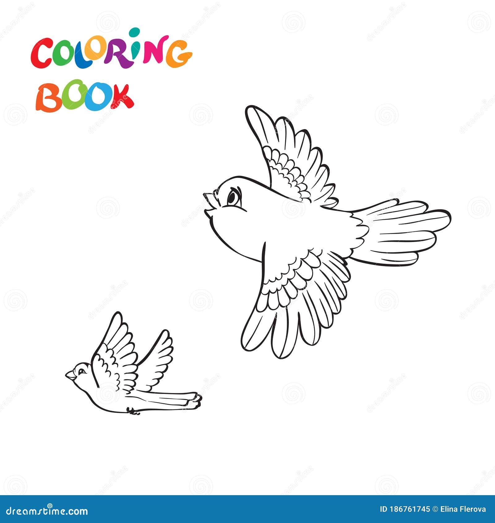 Coloring Book with Two Flying Birds Stock Vector - Illustration of ...