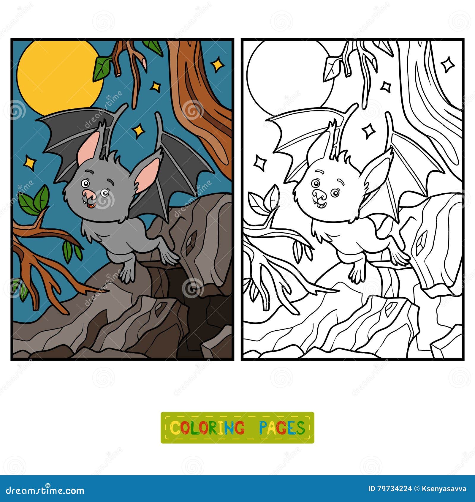 Coloring book, Vampire Bat stock vector. Illustration of full - 79734224