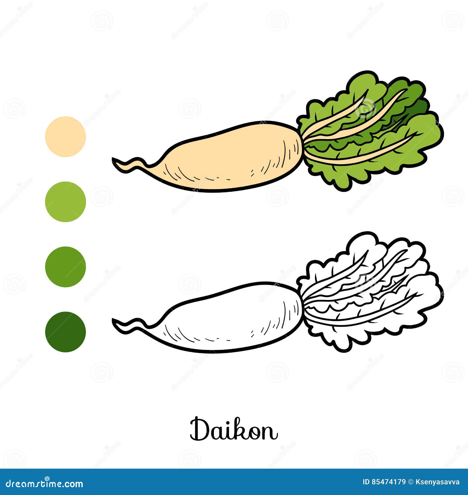 Coloring Book, Vegetables, Daikon Stock Vector - Illustration of market ...