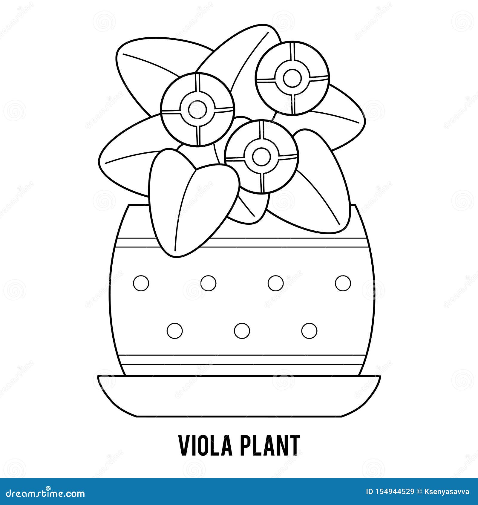 Coloring book, Viola plant stock vector. Illustration of decorative ...