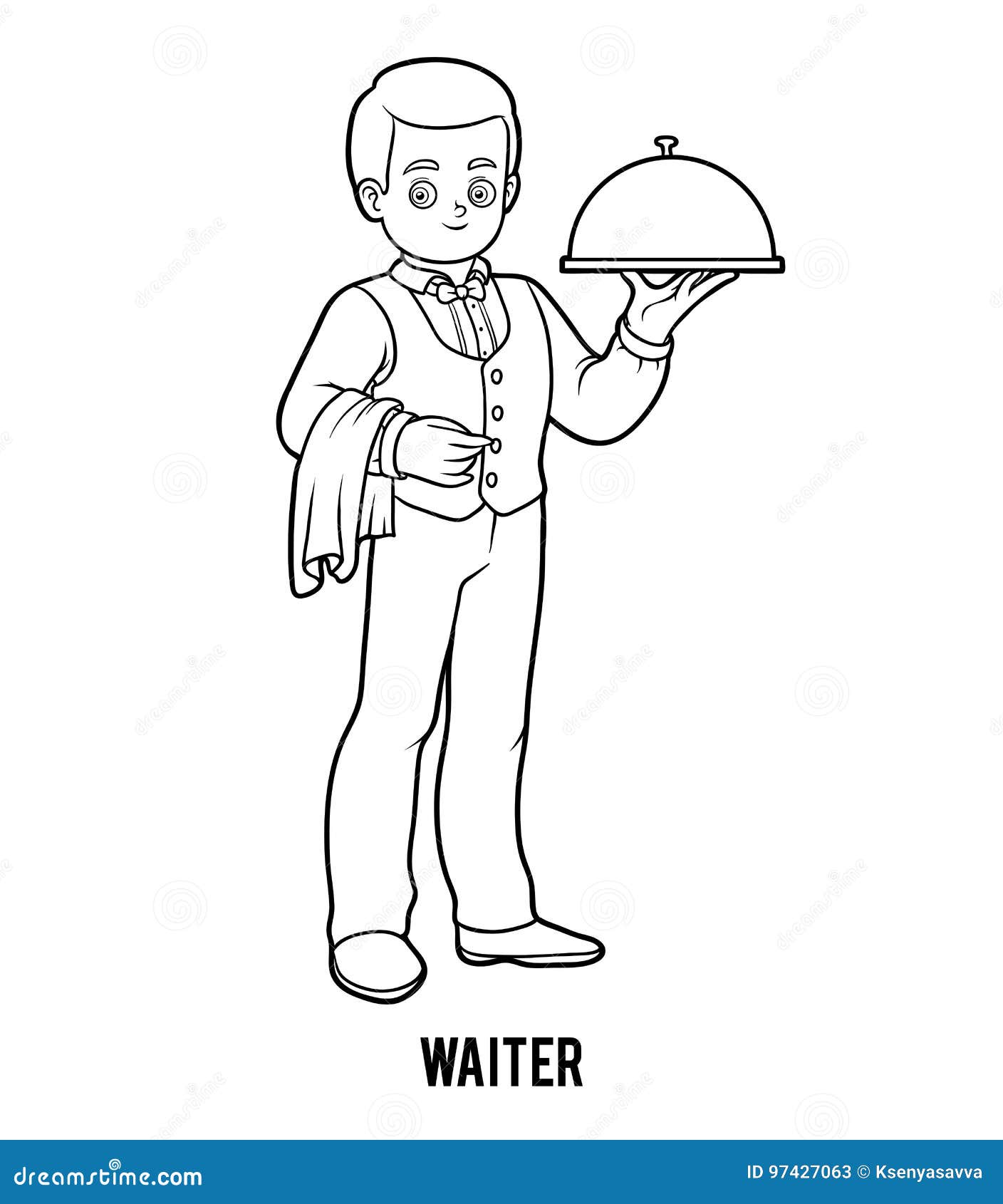 Coloring book, Waiter stock vector. Illustration of cuisine - 97427063