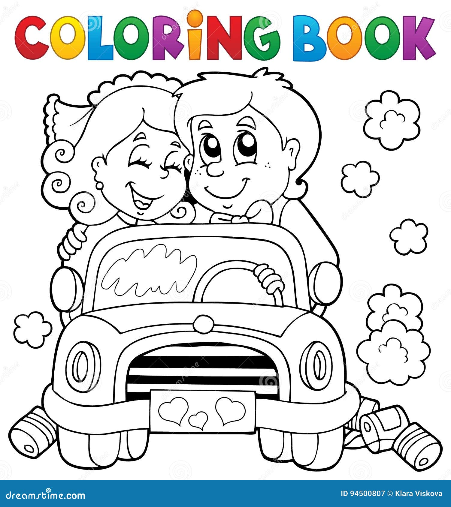 Coloring book wedding car stock vector. Illustration of beautiful ...