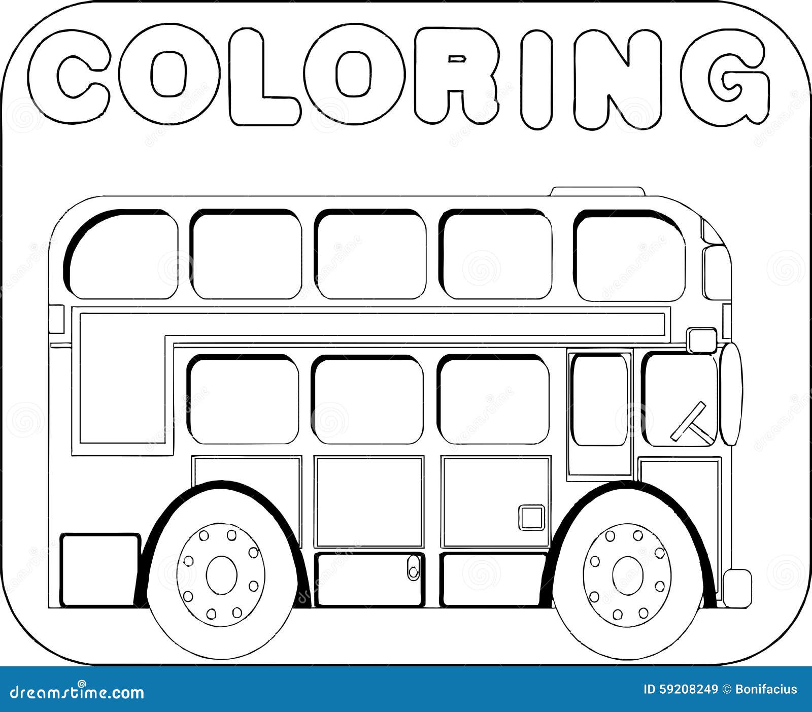 Coloring Bus Cartoon stock vector. Illustration of clip - 59208249