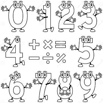 Coloring Cartoon Numbers stock vector. Illustration of algebra - 12457521