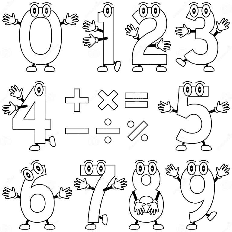 Coloring Cartoon Numbers stock vector. Illustration of algebra - 12457521