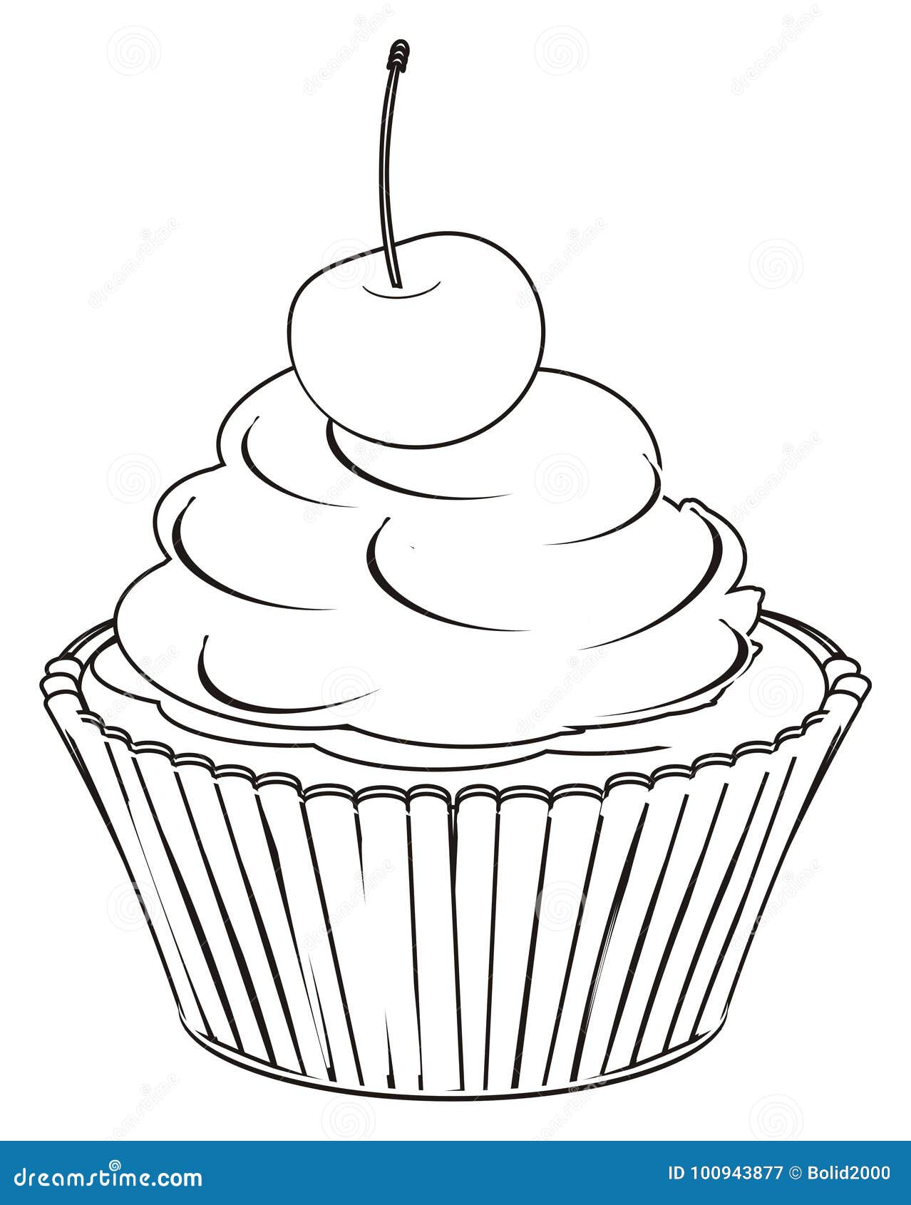 Cartoon Cupcake Outline