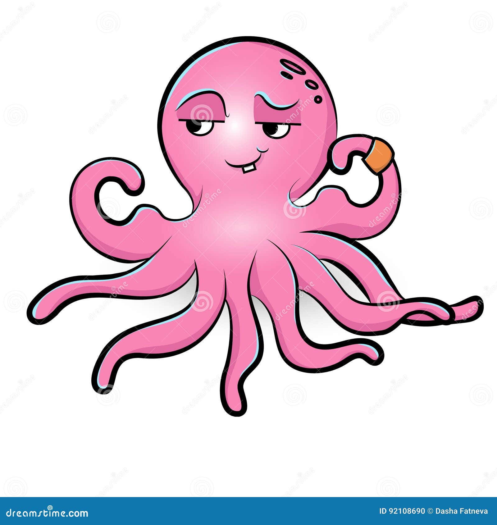 Coloring Cute Octopus. Cartoon Stock Illustration - Illustration of ...