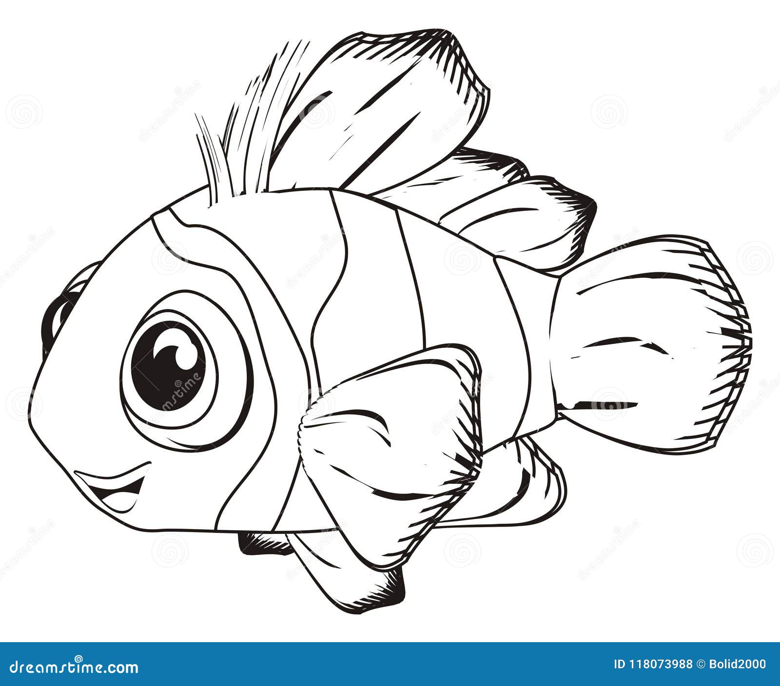 Not colored fish stock illustration. Illustration of colored - 118073988