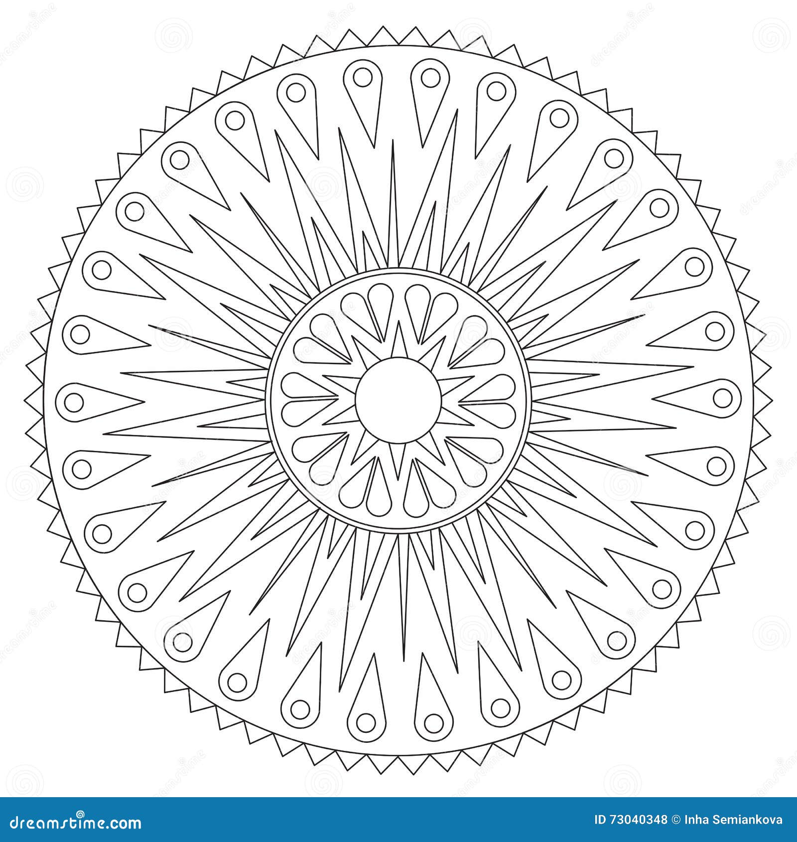 Coloring Geometric Rays Ornament Stock Vector - Illustration of pattern ...