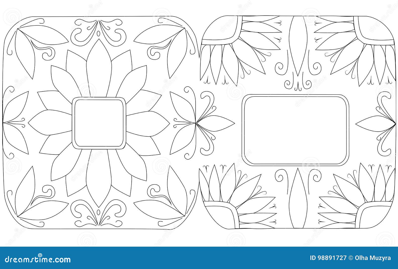 Coloring Greeting Card Contour Flowers in the Corner Stock Vector ...