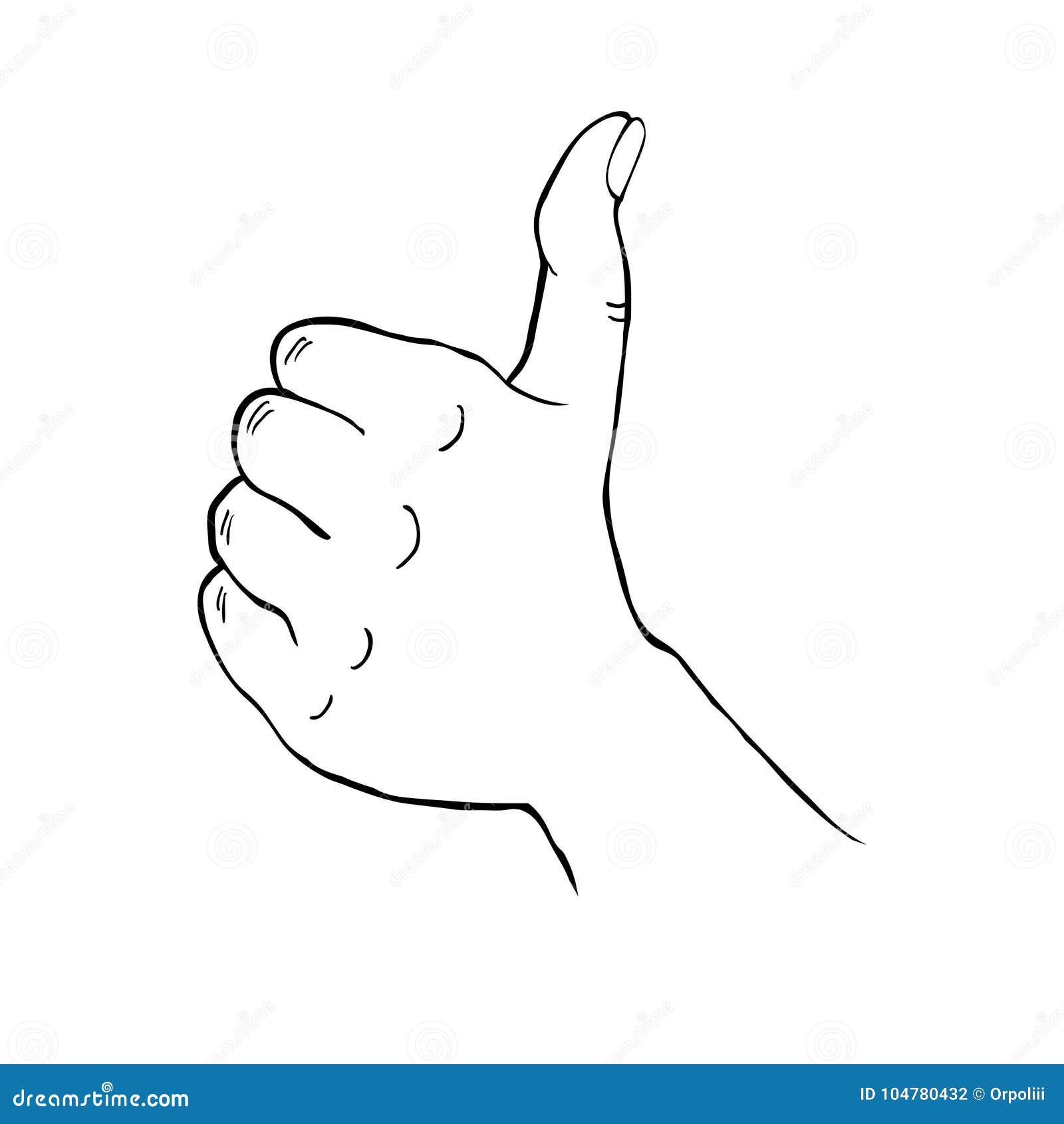 Coloring Hand Man`s Finger Up Big. Vector Illustration Stock Vector ...