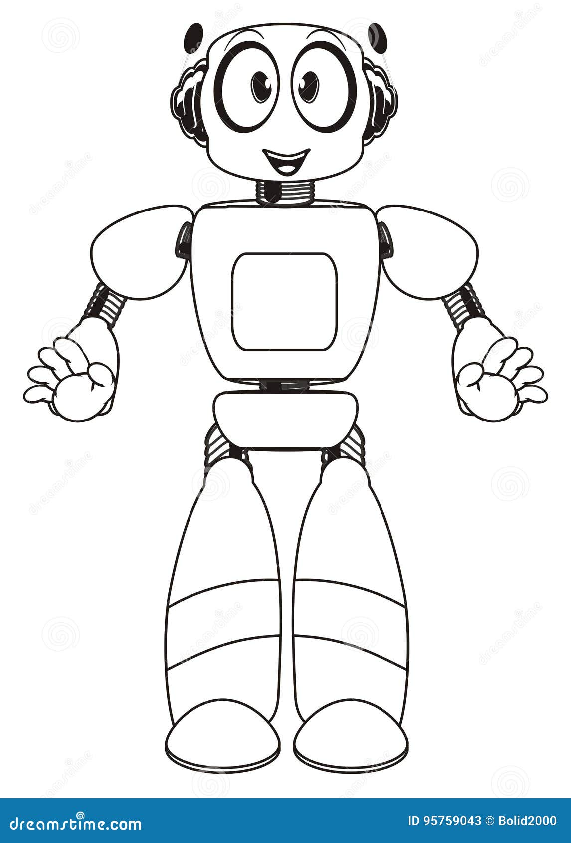 Coloring happy bot stock illustration. Illustration of computer - 95759043