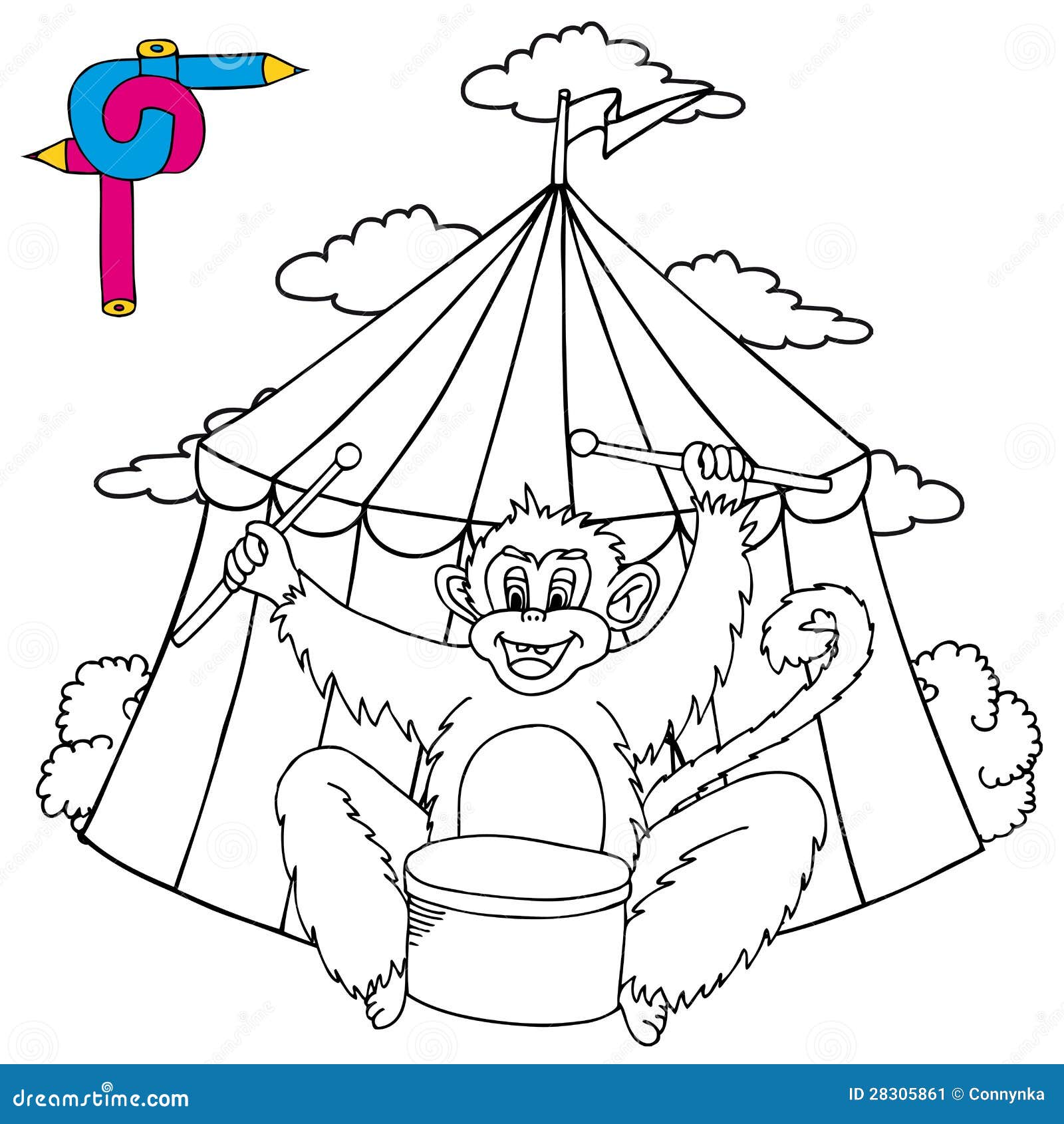 Circus Monkey Coloring Pages
