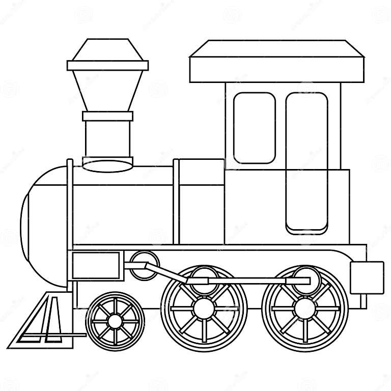 Coloring Image of the Train. Vector Illustration on the Theme of ...