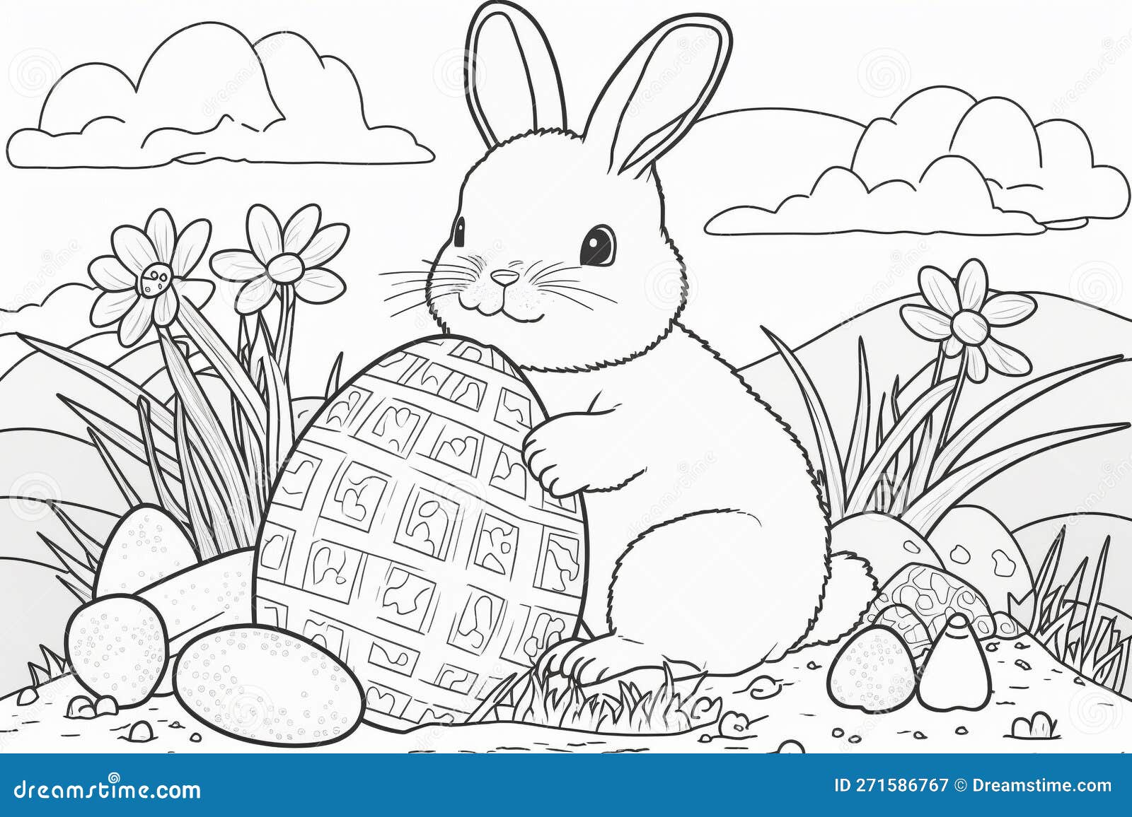 Coloring for Kids. Printable Coloring Page. Easter. Landscape Format ...