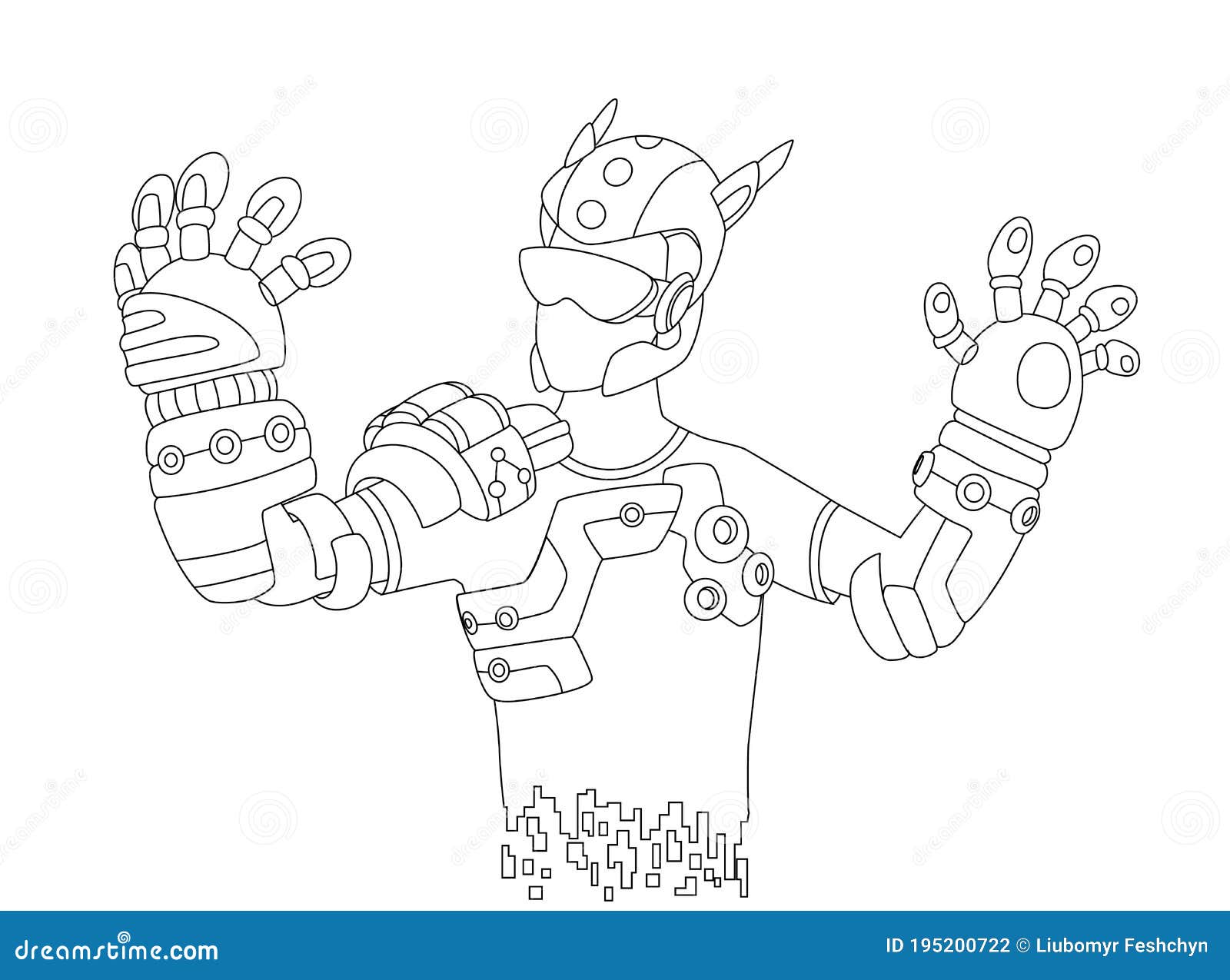 Coloring Man Wearing Virtual Reality Goggle Glasses Headset. Touching ...