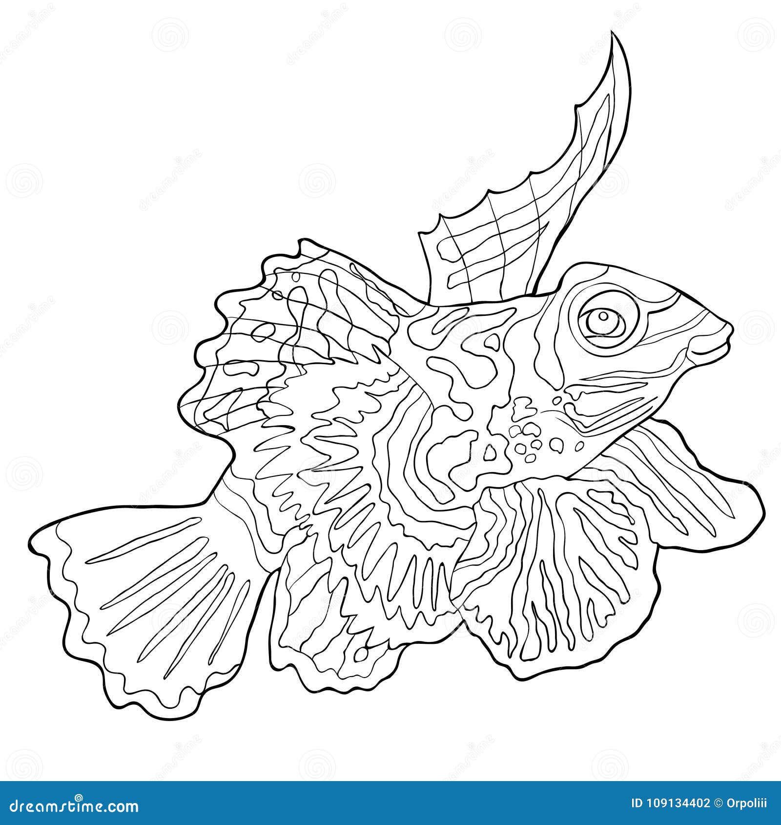 Coloring Mandarin Fish is Chinese Perch. Vector Illustration Stock ...