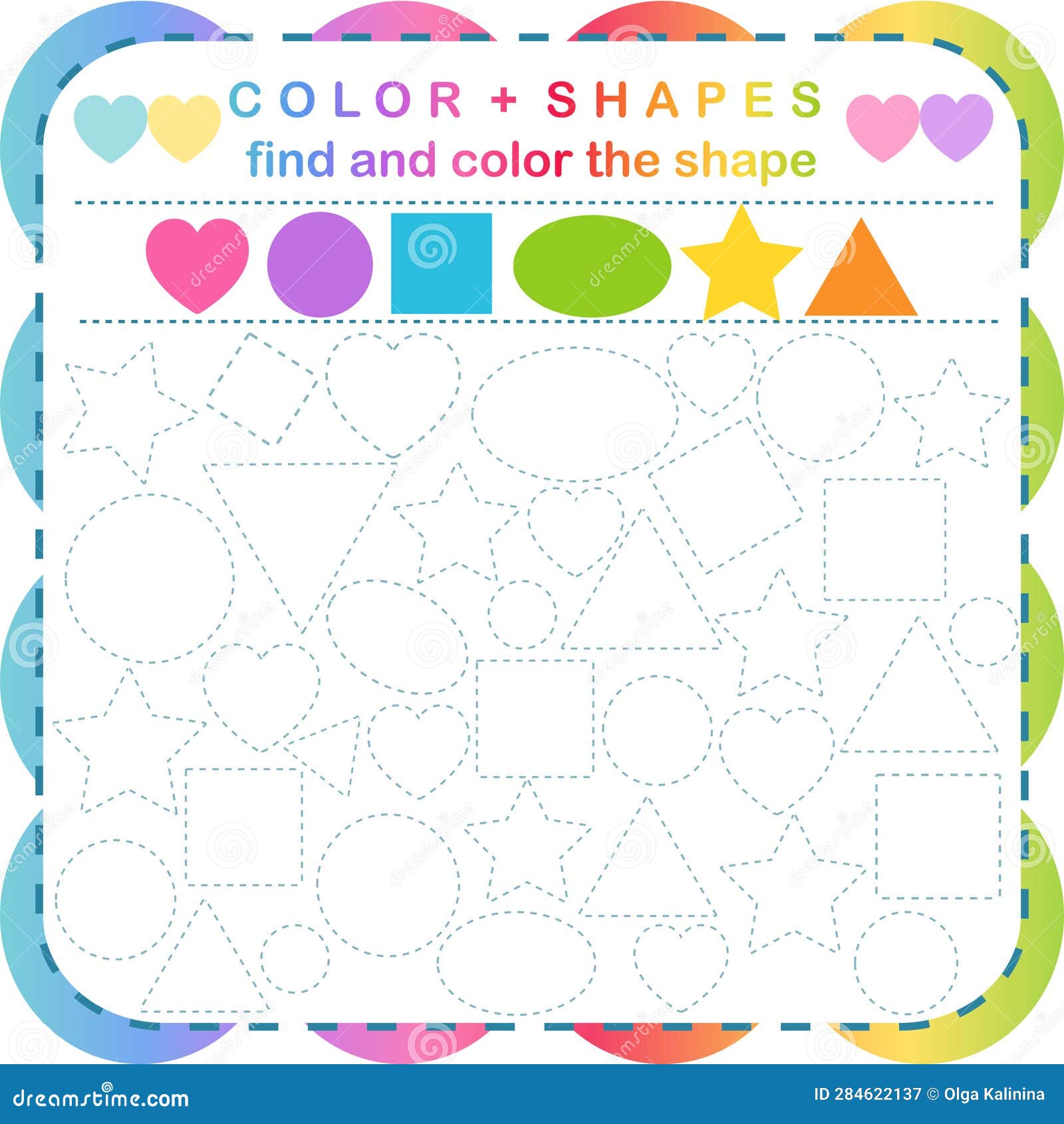 Coloring Multiple Shapes. Learn Shapes And Geometric Figures. Preschool ...