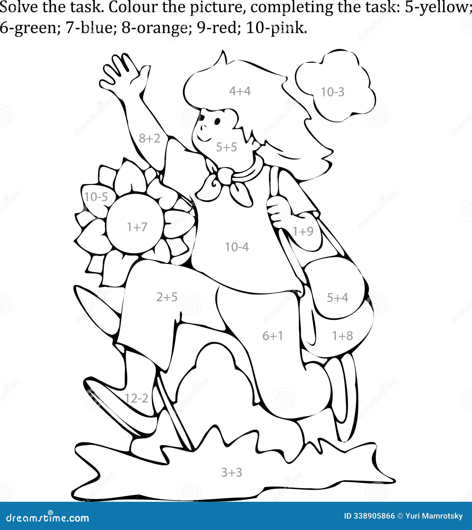 Coloring Outline. Educational Coloring with Math Problems for Preschool ...