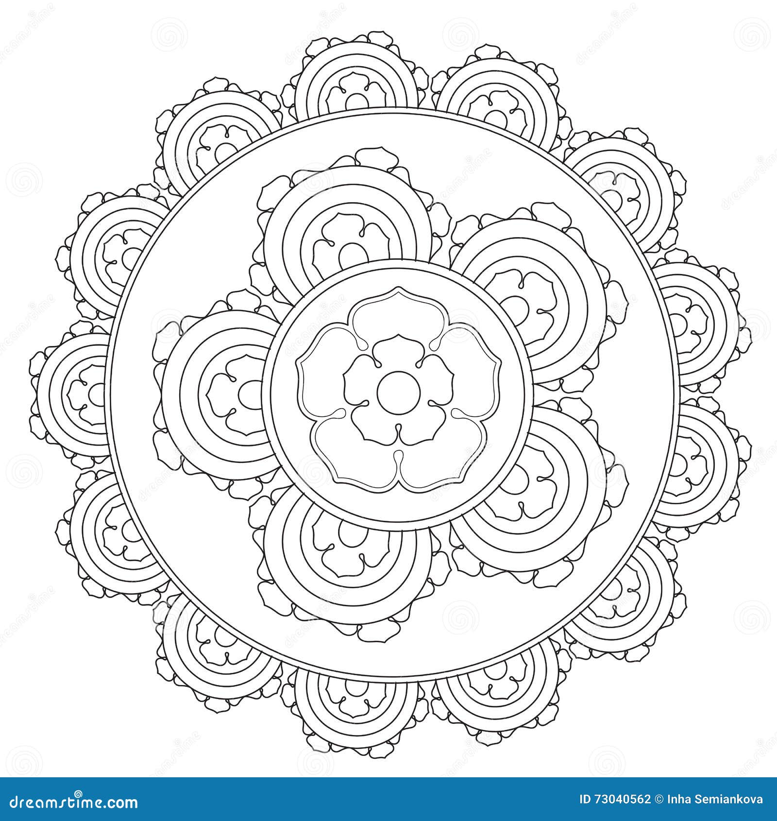 Outline Mandala For Coloring Book. Decorative Round Ornament. Cartoon ...