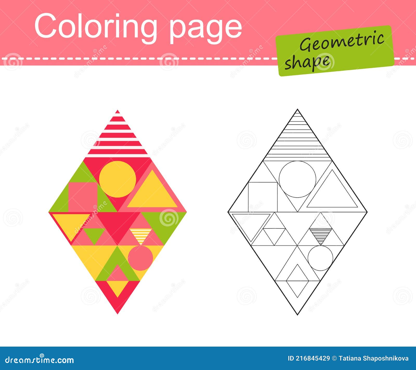 Coloring Page Abstract Pattern of Geometric Shapes. Flat Style Stock ...