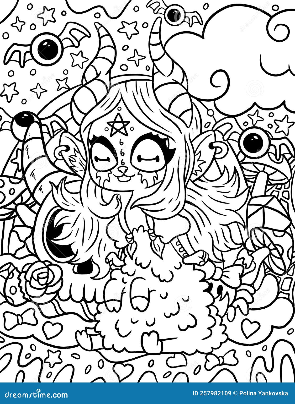 Horror Spooky Gothic Coloring Page For Adult Royalty-Free Stock Image ...