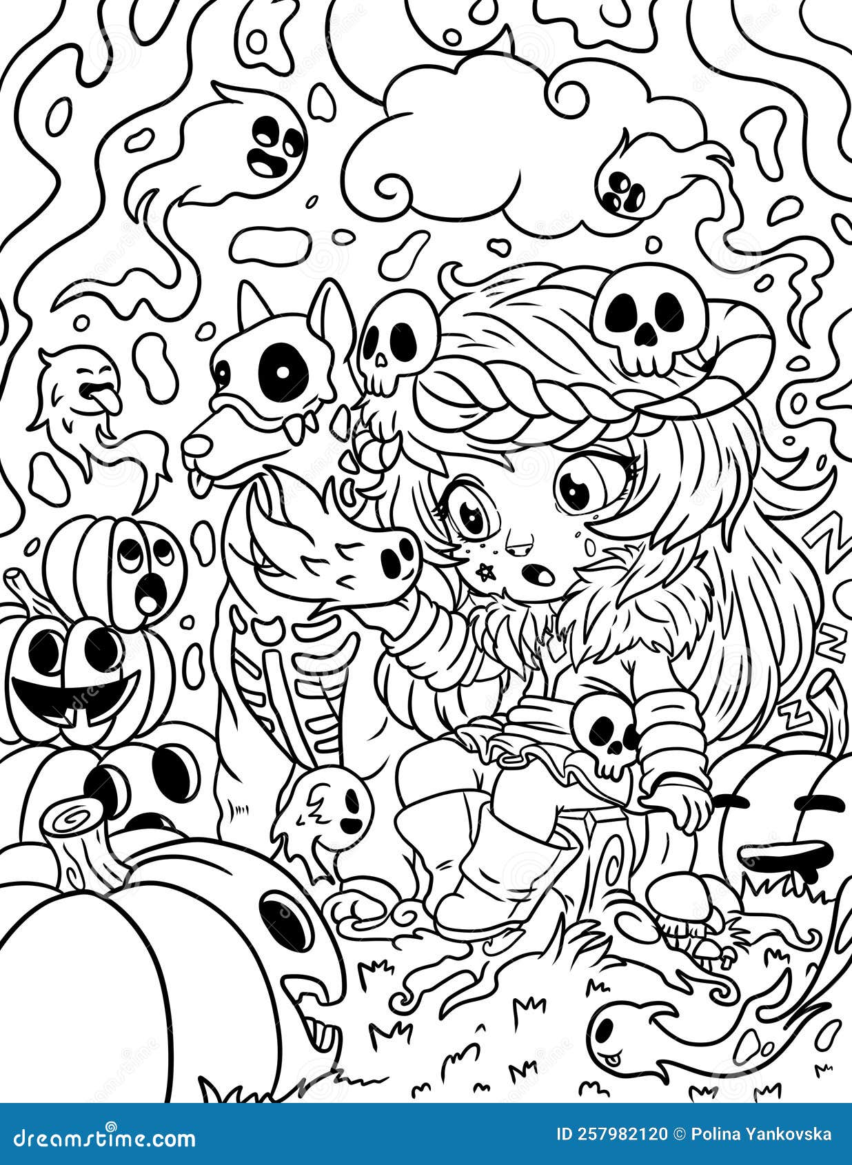 Horror Spooky Gothic Coloring Page For Adult Royalty-Free Stock Photo ...