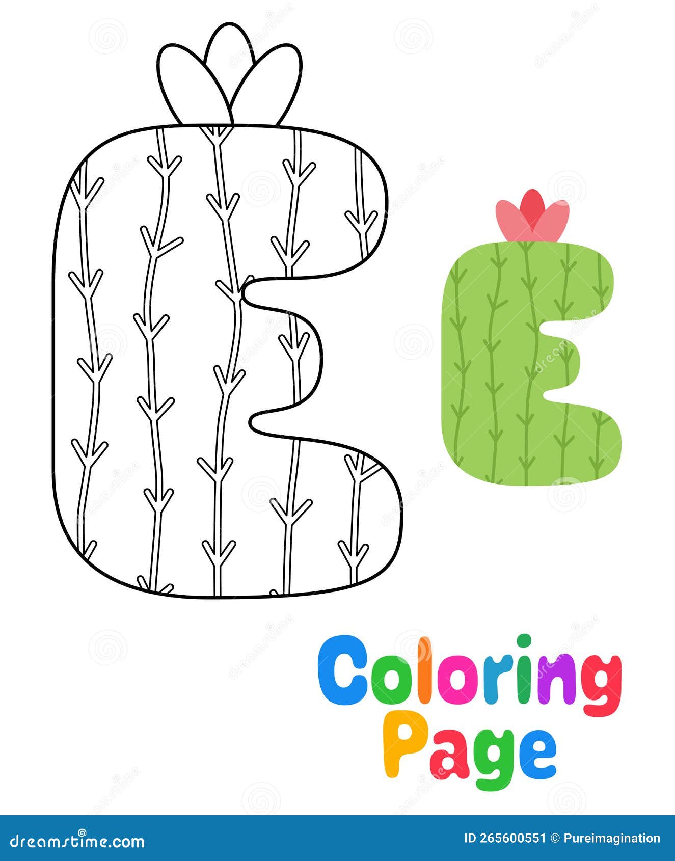 Coloring Page with Alphabet E for Kids Stock Vector - Illustration of ...