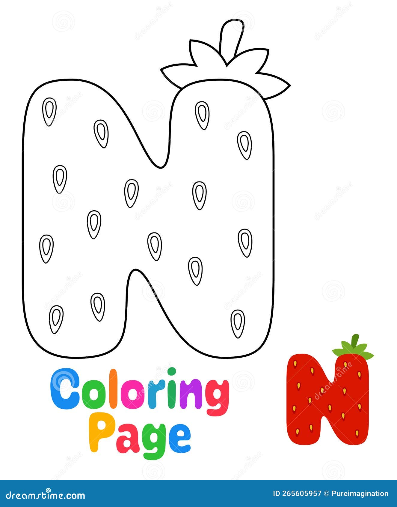 Coloring Page with Alphabet N for Kids Stock Vector - Illustration of ...
