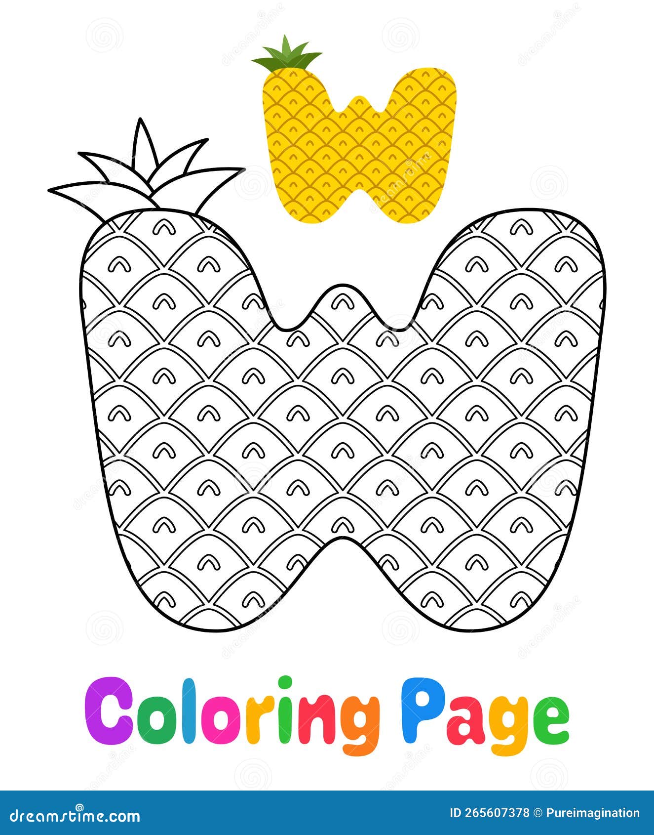 Coloring Page with Alphabet W for Kids Stock Vector - Illustration of ...