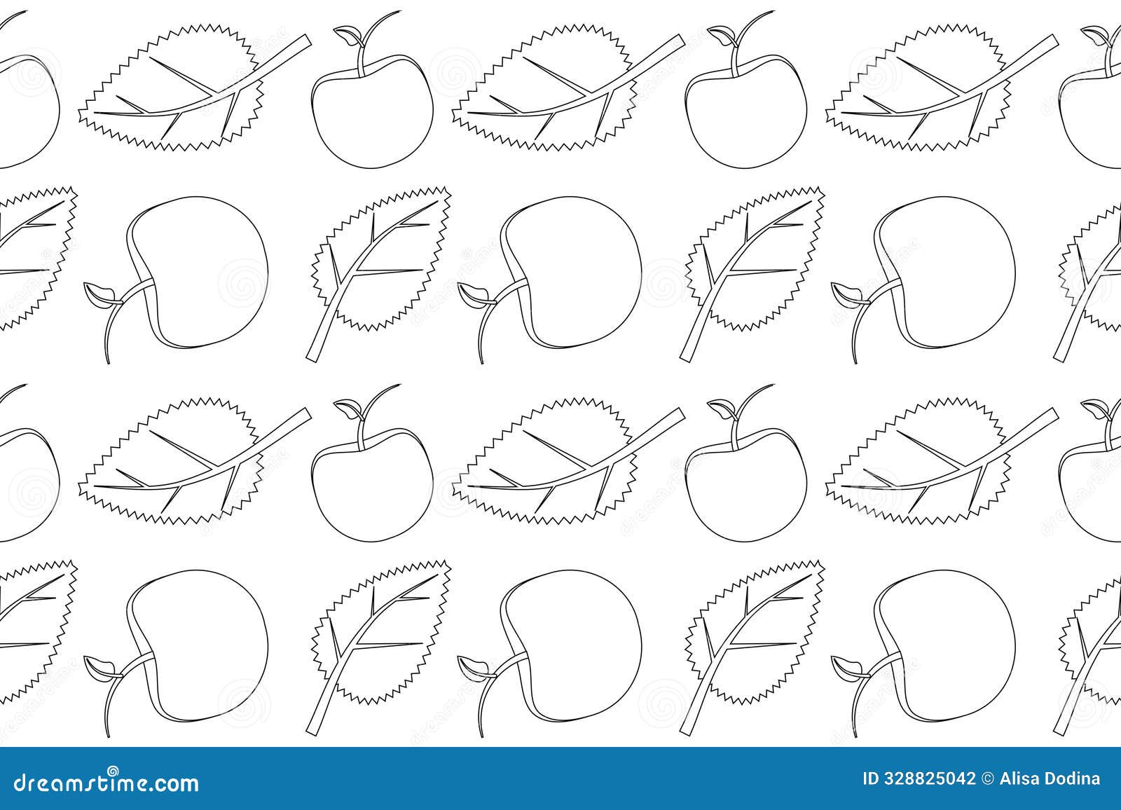 Coloring Page: Apples and Leaves Pattern Stock Vector - Illustration of ...