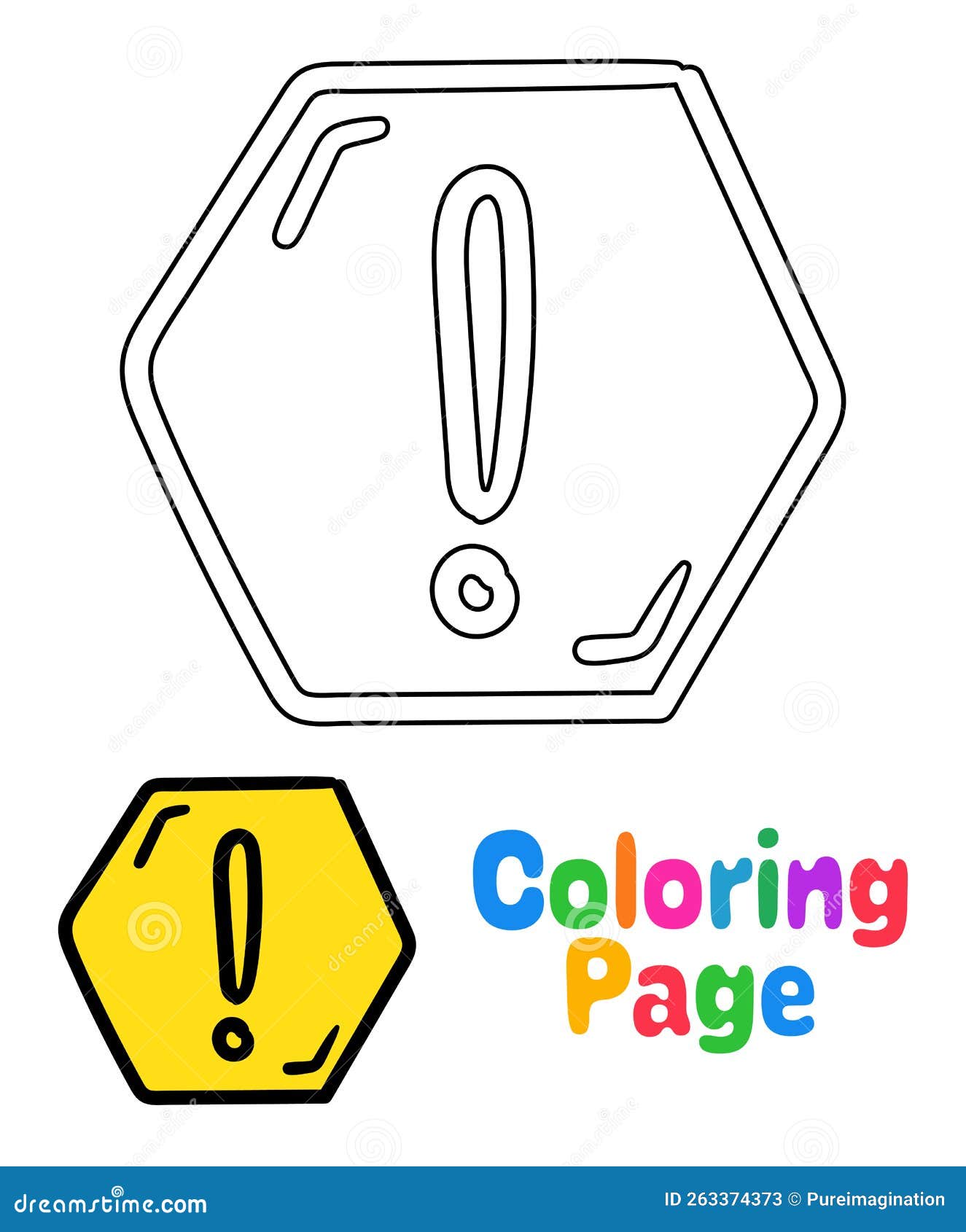 Coloring Page with Attention Sign for Kids Stock Vector - Illustration ...