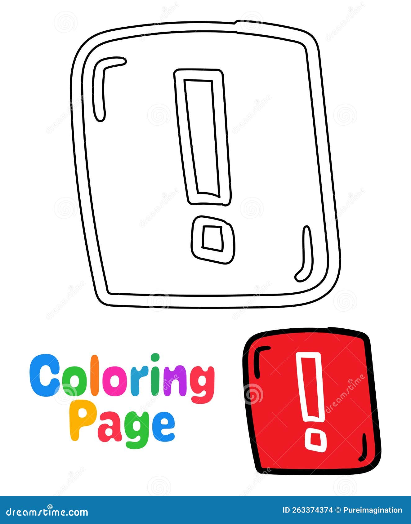 Coloring Page with Attention Sign for Kids Stock Vector - Illustration ...