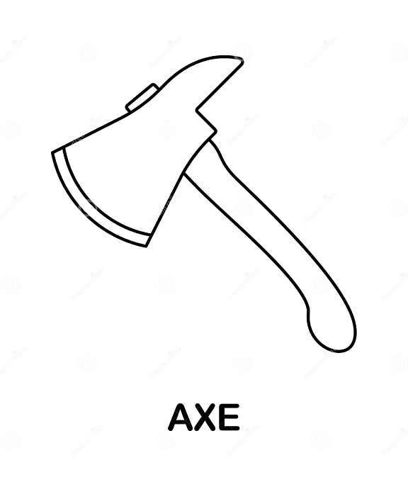 Coloring Page with Axe for Kids Stock Vector - Illustration of clipart ...