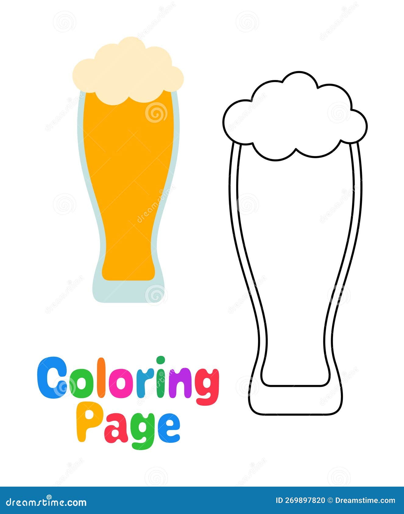 Coloring Page with Beer for Kids Stock Vector - Illustration of poster ...