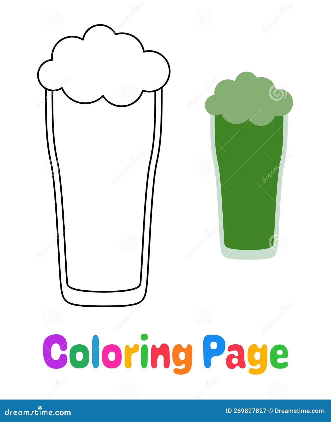 Coloring Page with Beer for Kids Stock Vector - Illustration of foam ...