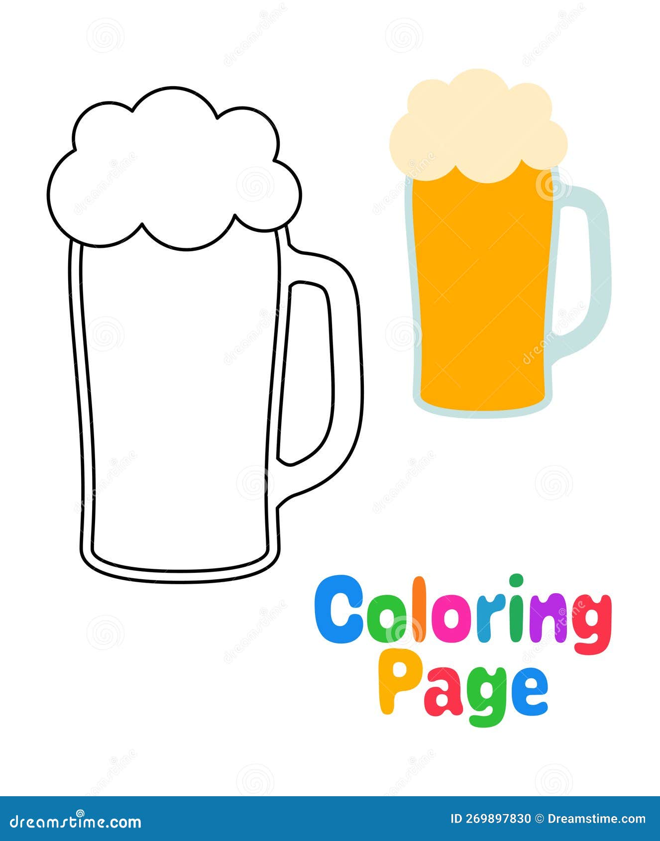 Coloring Page with Beer for Kids Stock Vector - Illustration of ...
