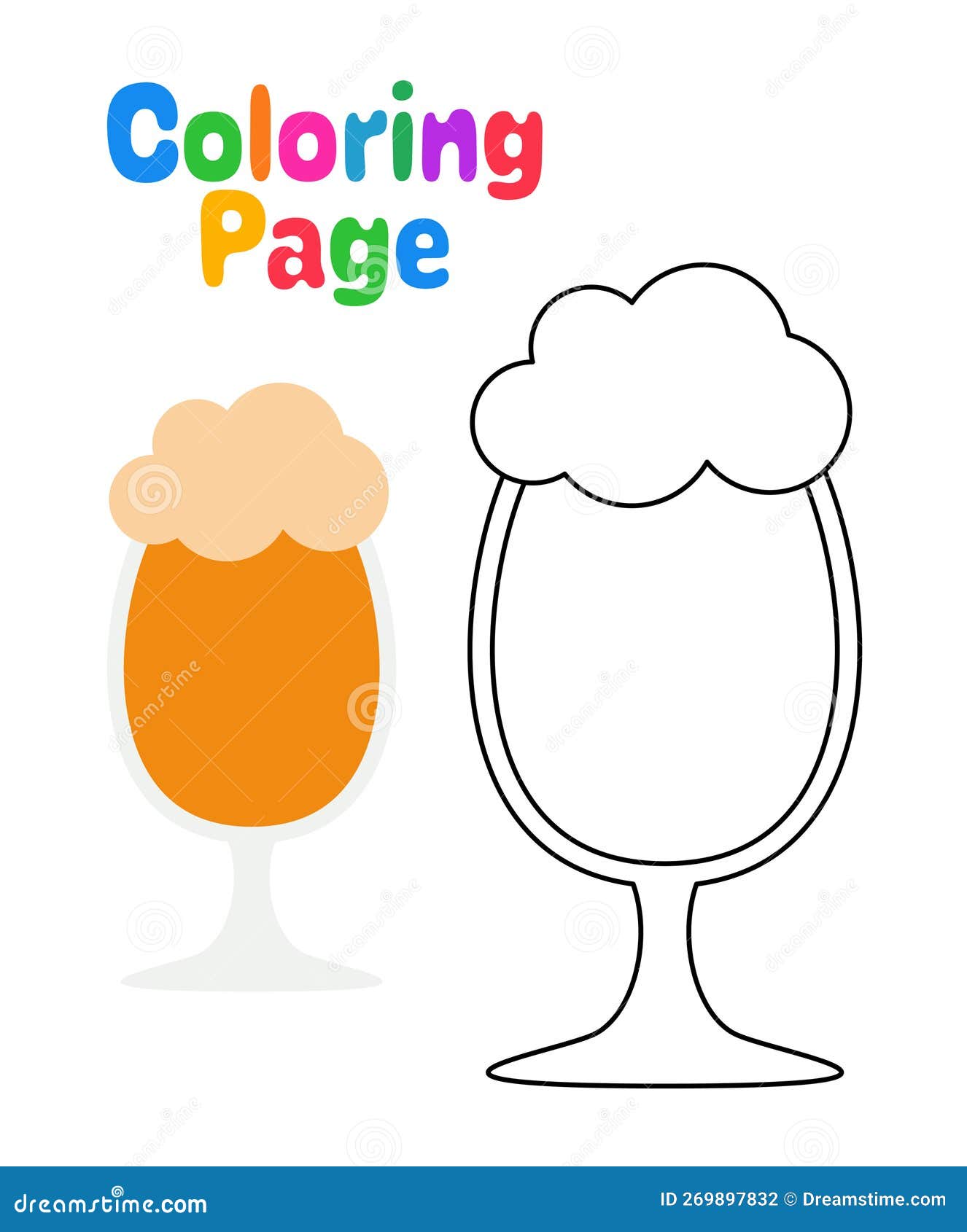 Coloring Page with Beer for Kids Stock Vector - Illustration of print ...