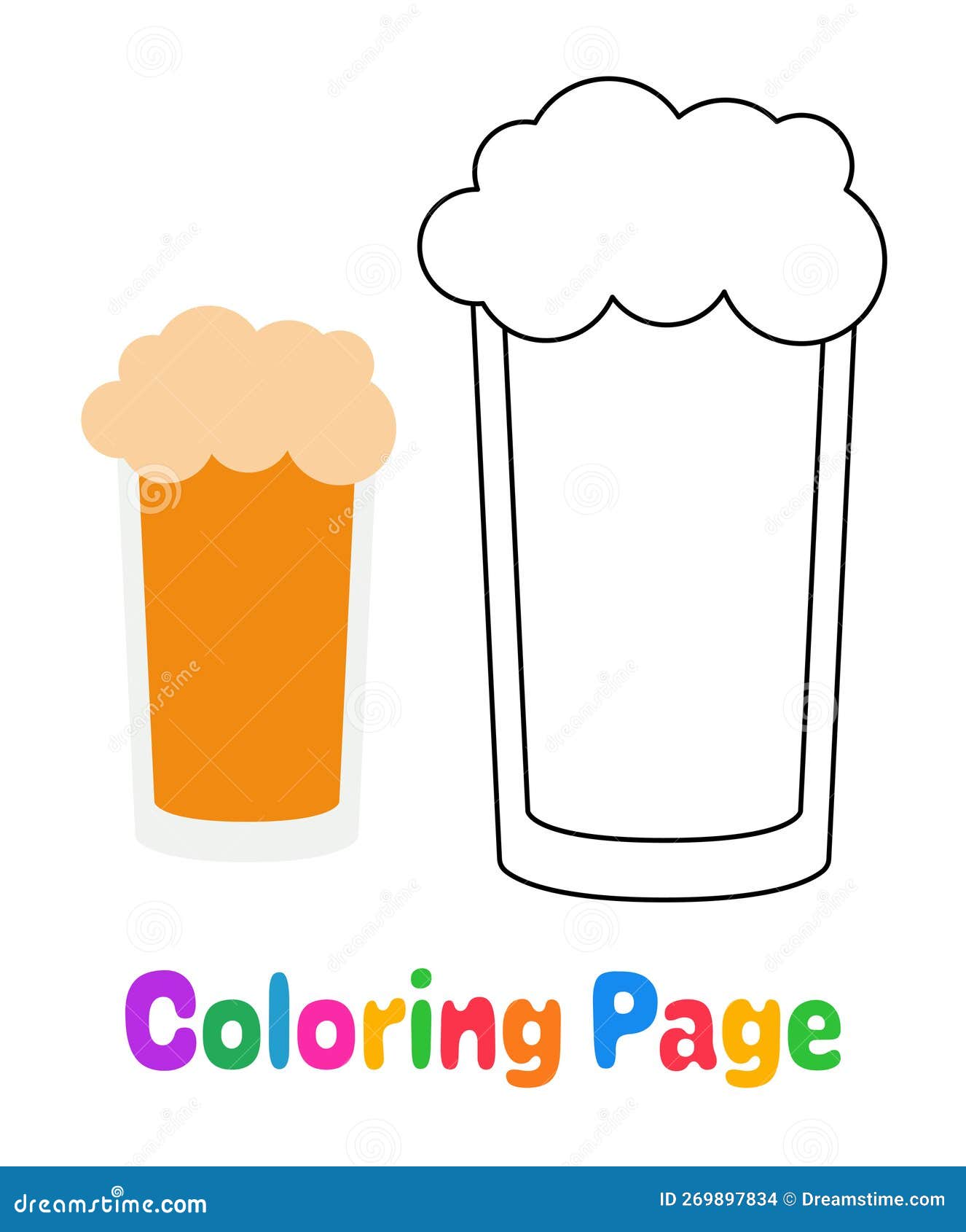 Coloring Page with Beer for Kids Stock Vector - Illustration of book ...