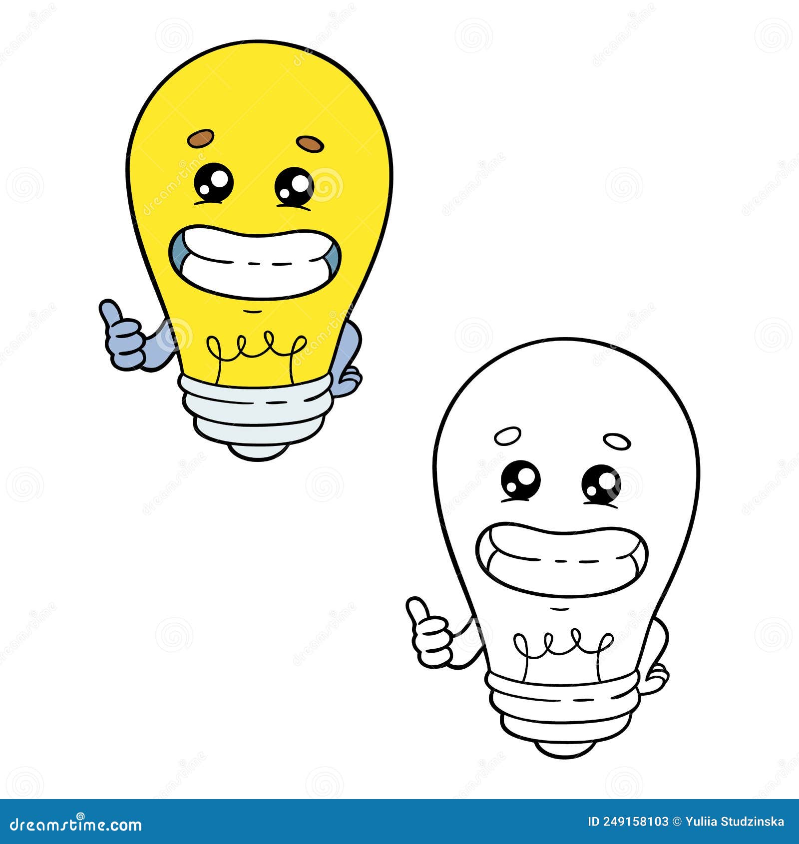 Coloring Page of Cartoon Lamp with Example Stock Vector - Illustration ...