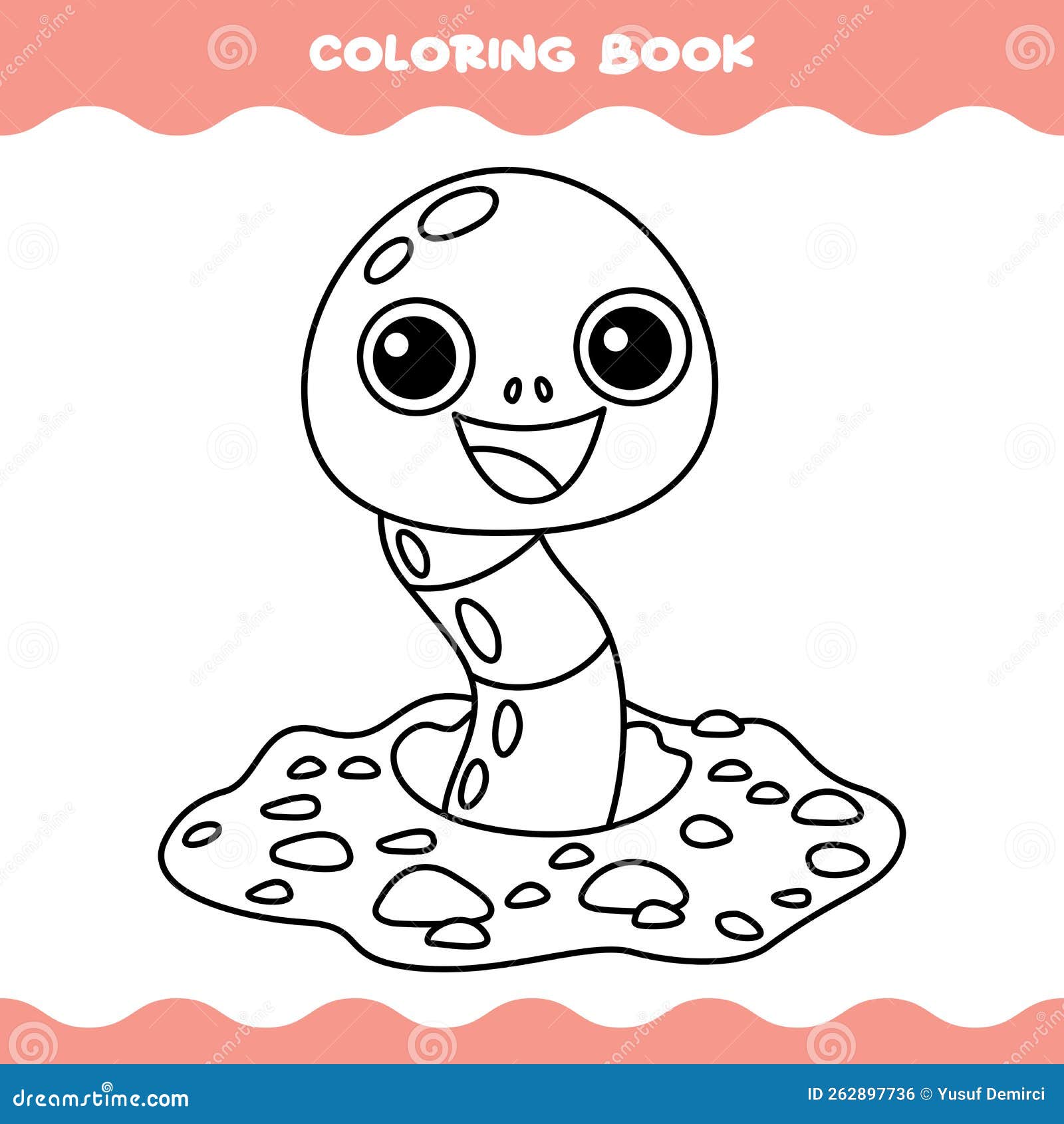Coloring Page with Cartoon Snake Stock Illustration - Illustration of ...
