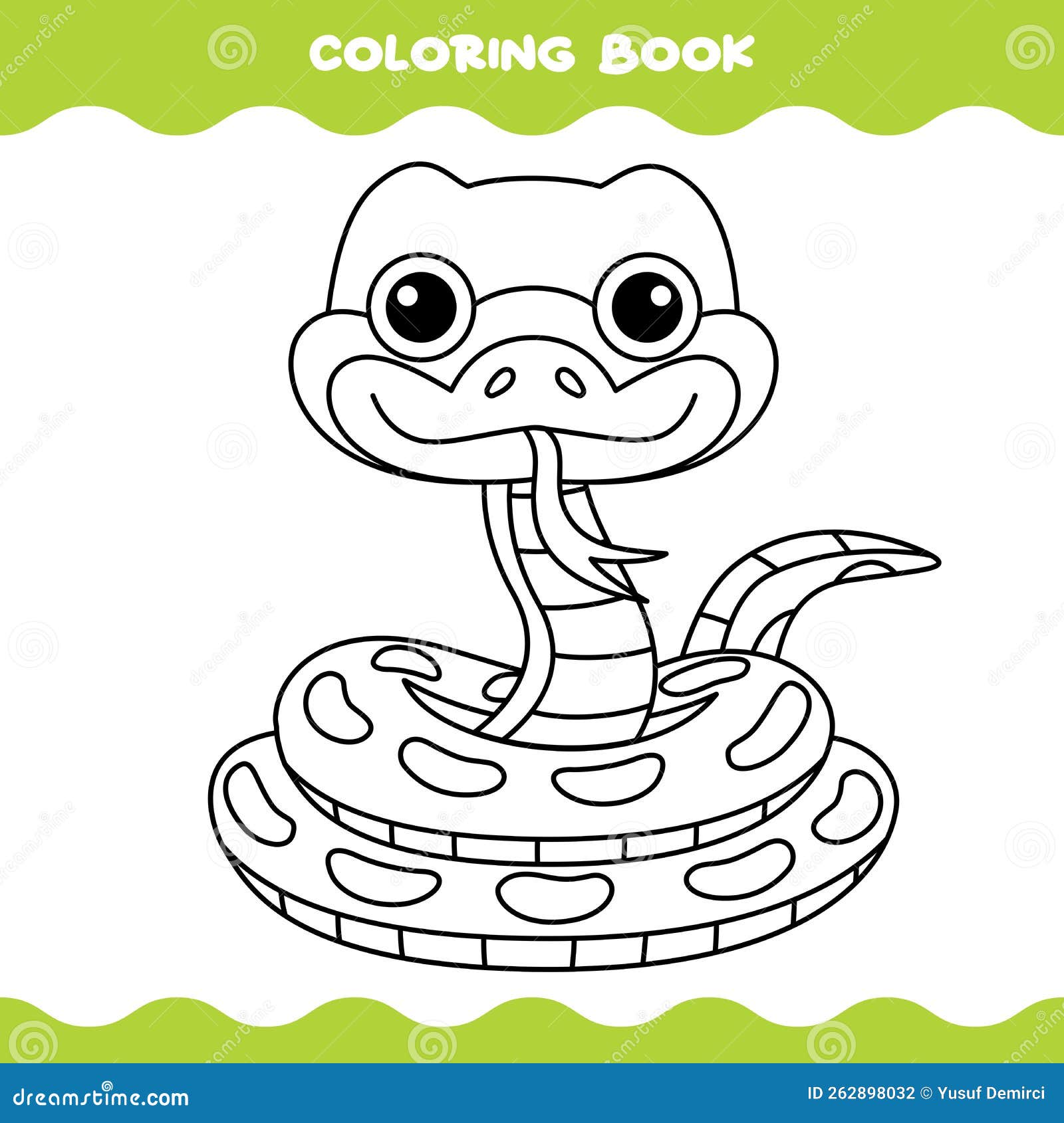 Coloring Page with Cartoon Snake Stock Illustration - Illustration of ...