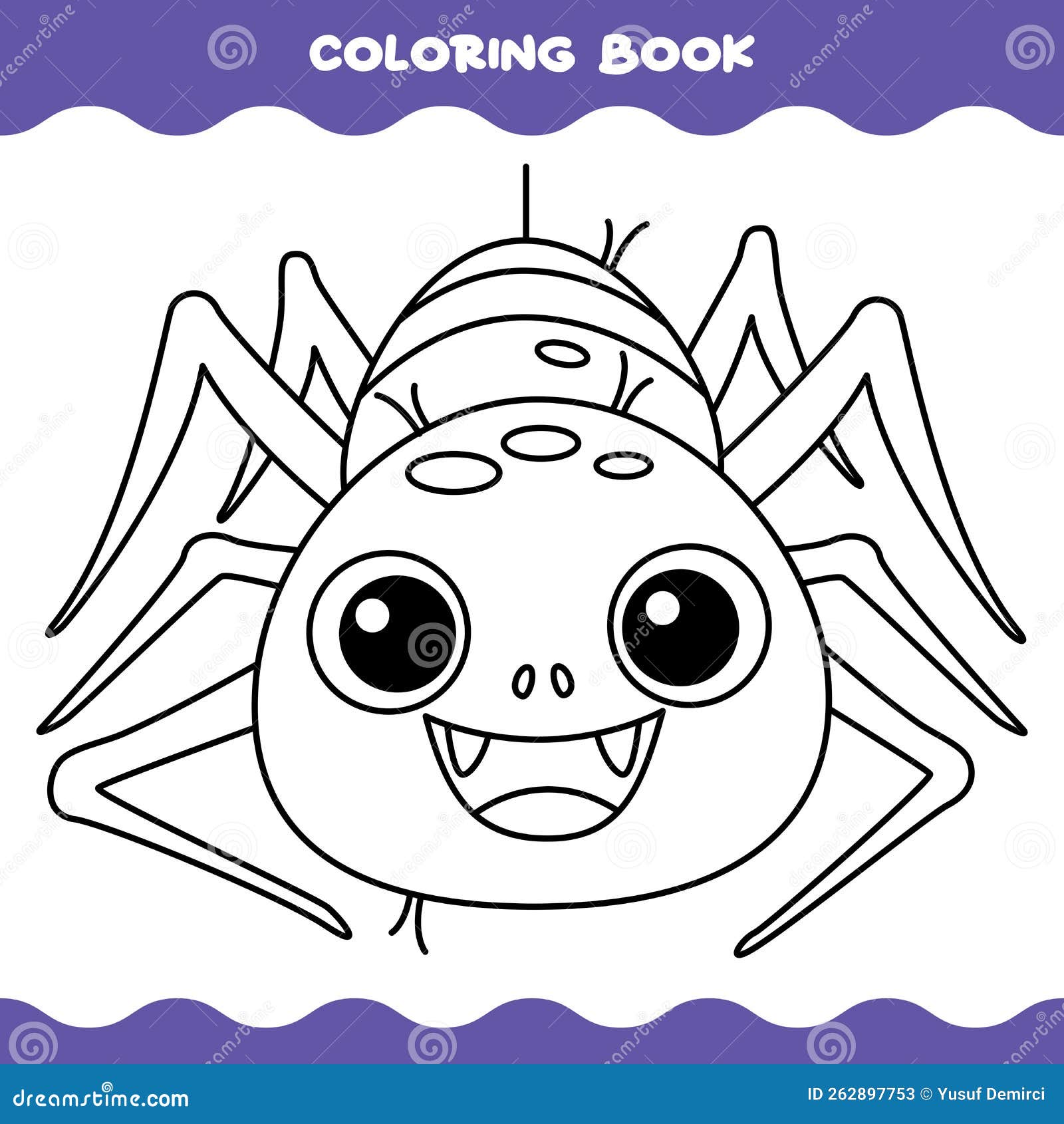 Coloring Page with Cartoon Spider Stock Illustration - Illustration of ...