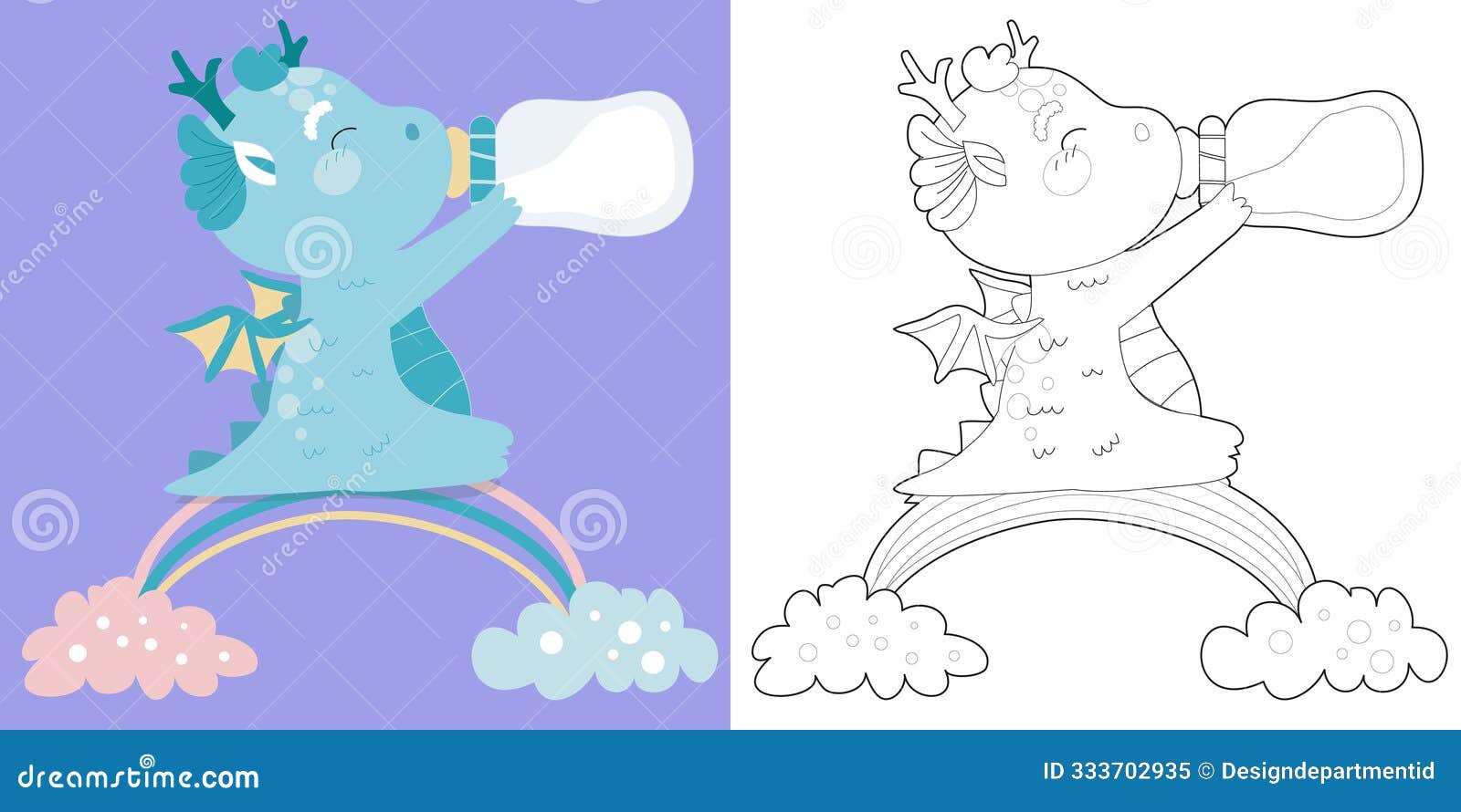 Coloring Page for Children. Coloring Cute Dragon Activity for Preschool ...