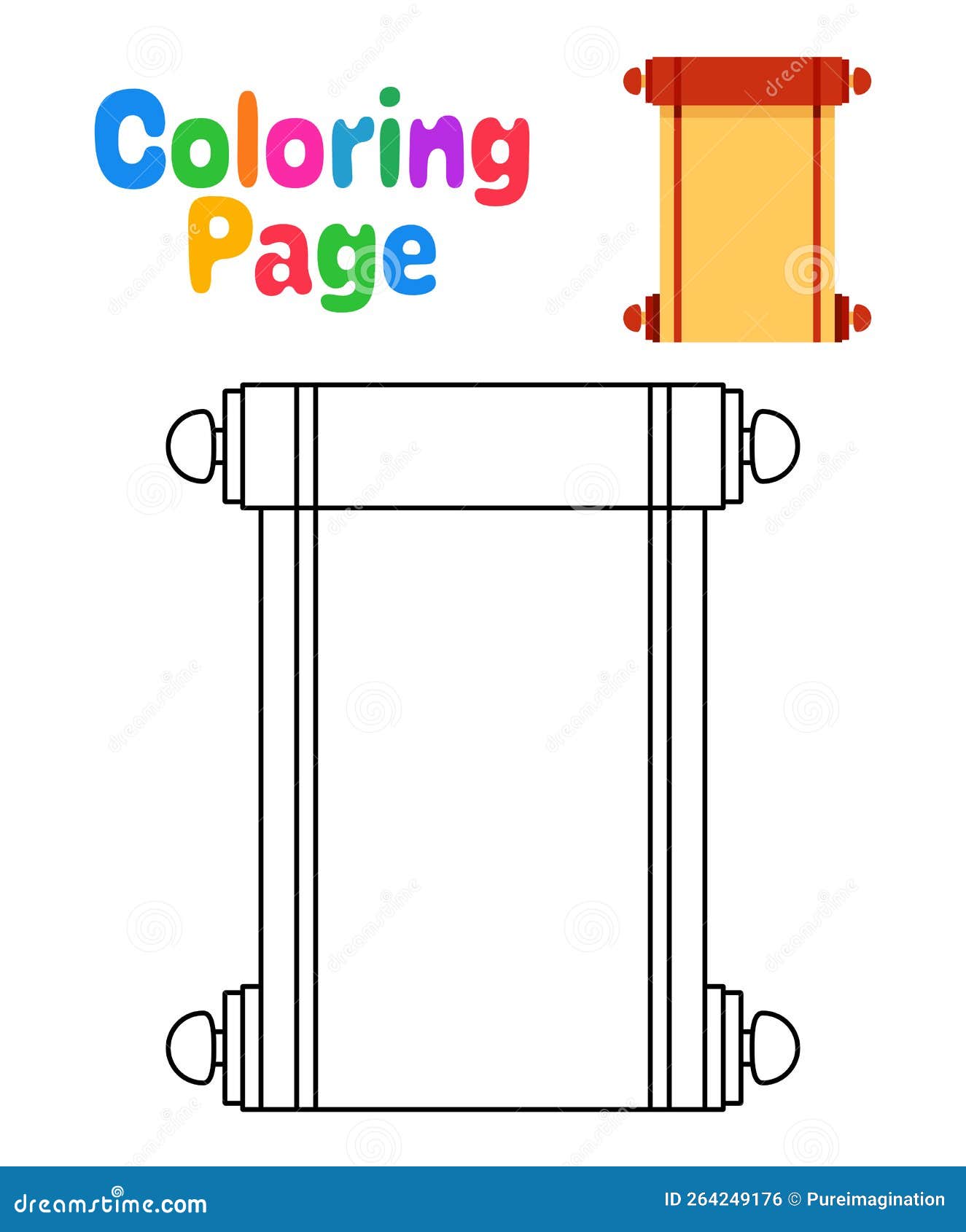 Coloring Page with Chinese Scroll for Kids Stock Vector - Illustration ...