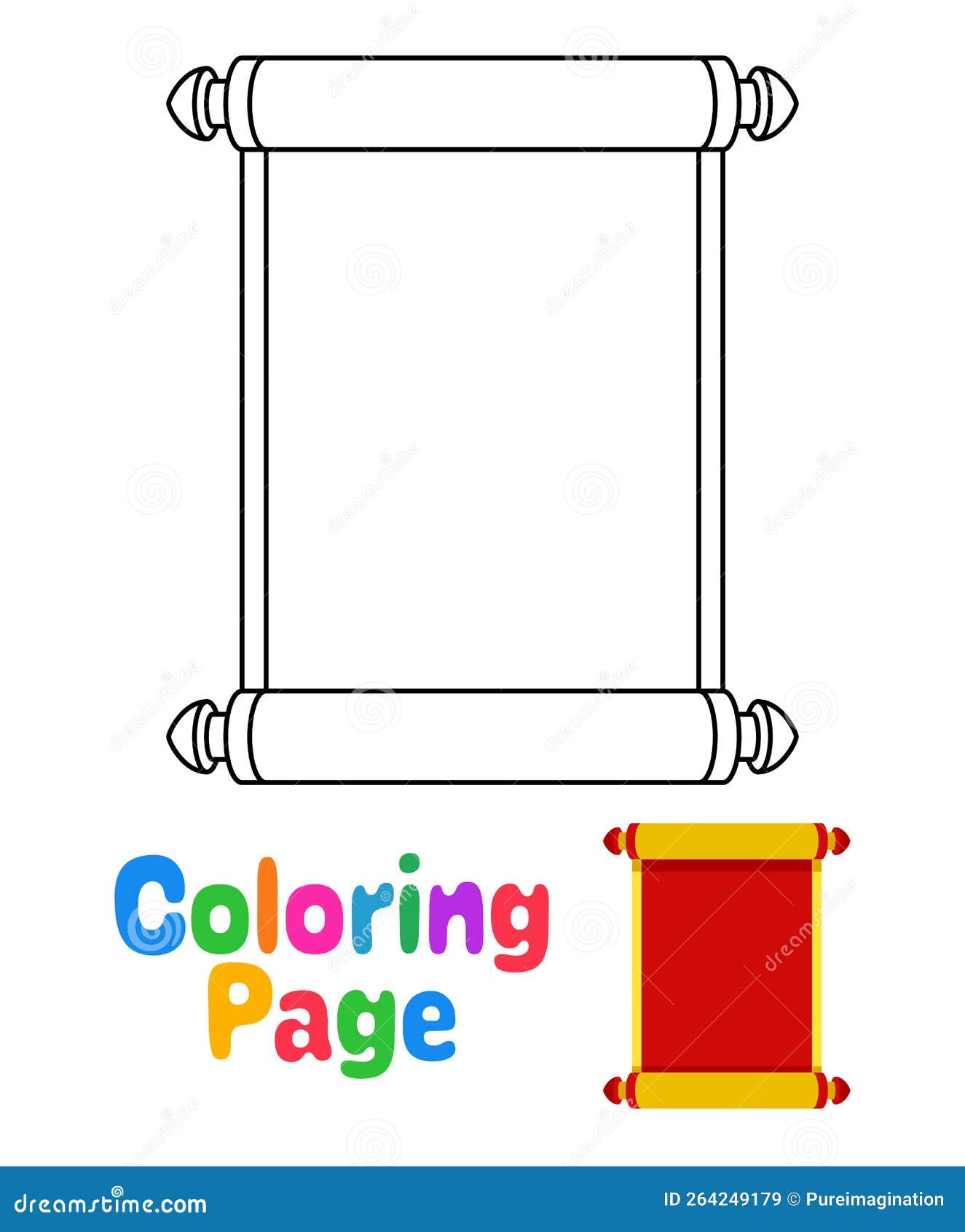 Coloring Page with Chinese Scroll for Kids Stock Vector - Illustration ...
